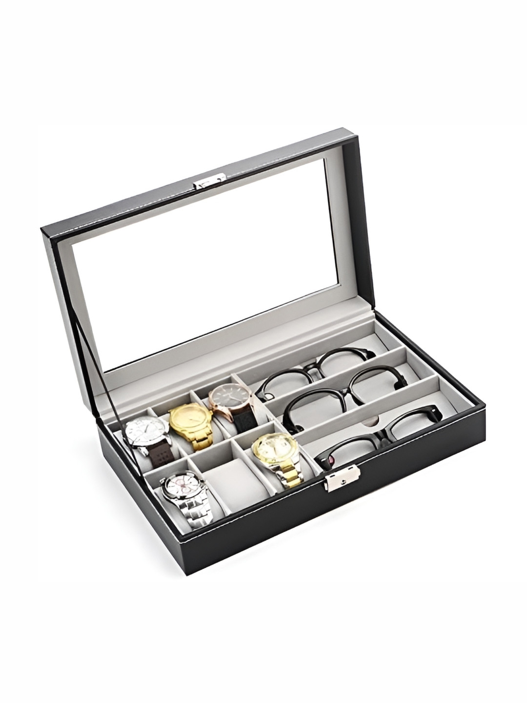 Buy KriShyam 3 Pcs Black Lockable Watch & Glasses Storage Box - Watch ...