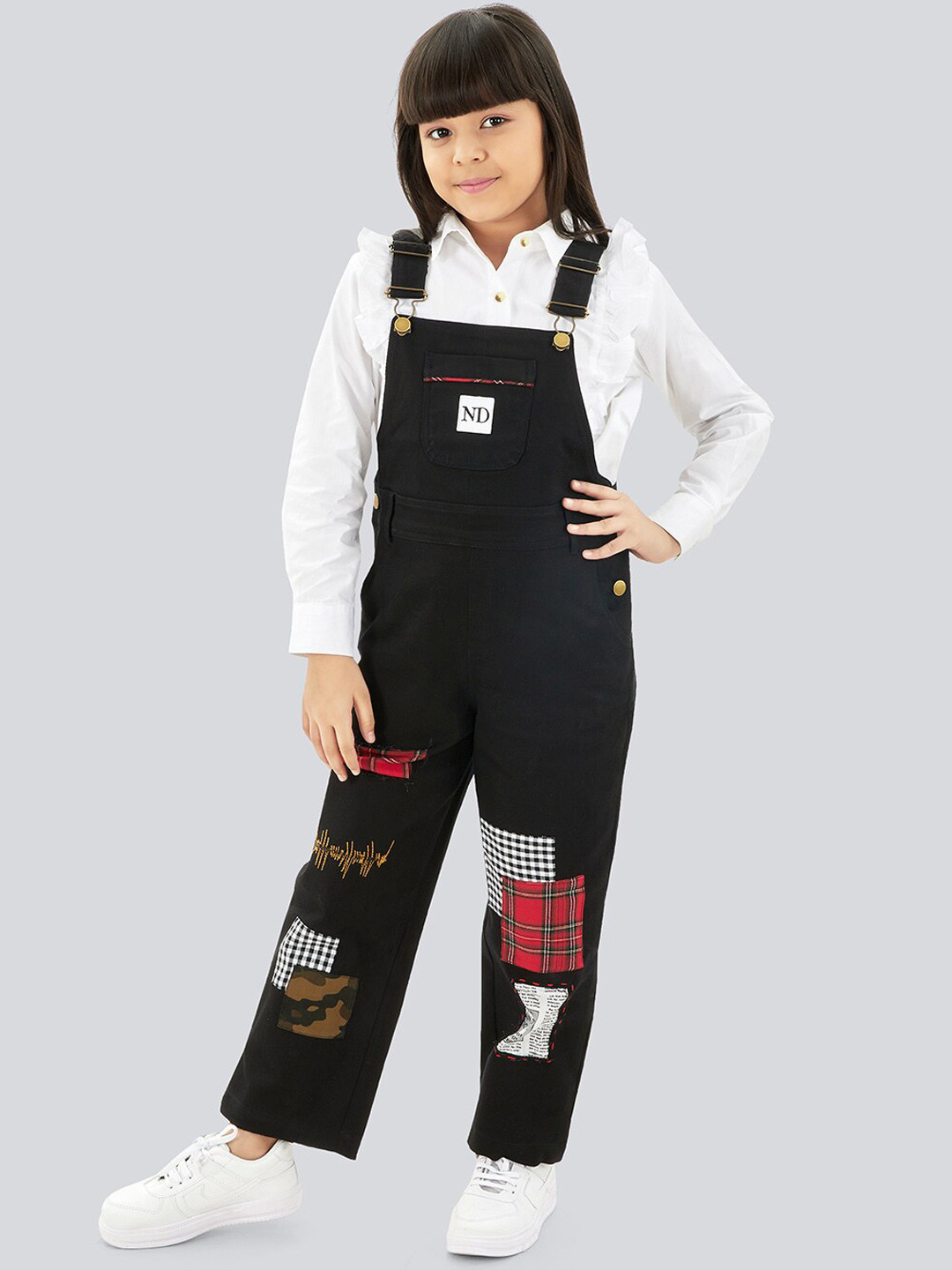 Buy Olele Girls Full Length Girls BTS Cotton Dungaree - Dungarees for ...