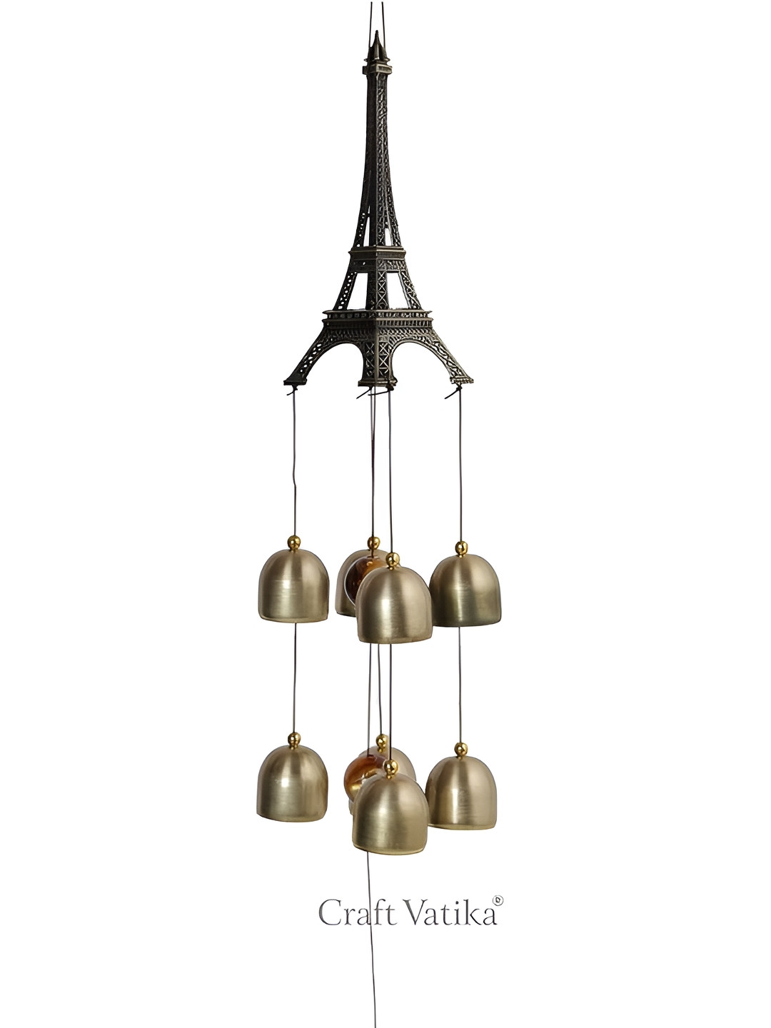 Buy CraftVatika Black Metal Eiffel Tower Wind Chime - Windchimes for ...