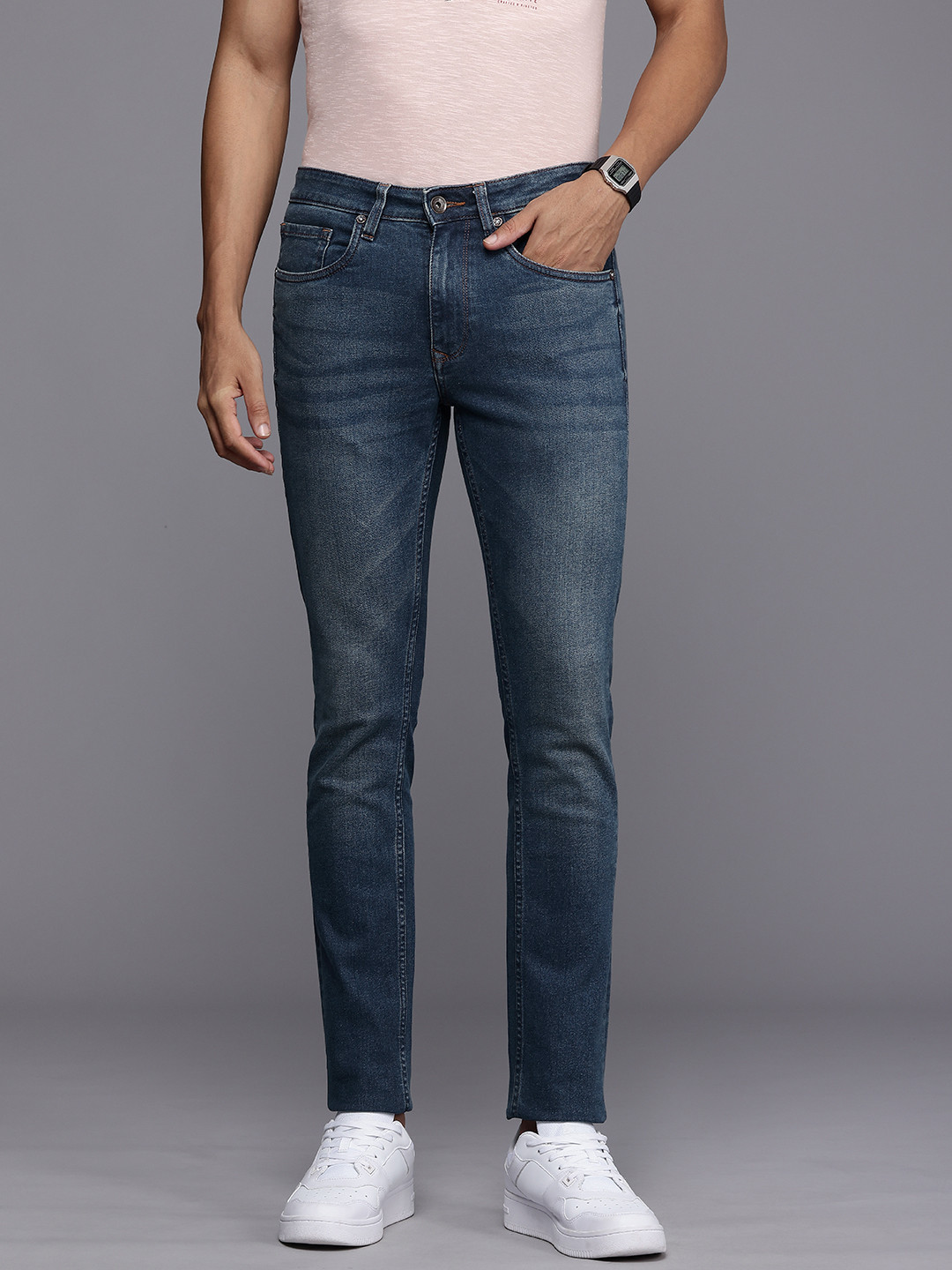 Buy Louis Philippe Jeans Men Super Slim Fit Light Fade Stretchable ...