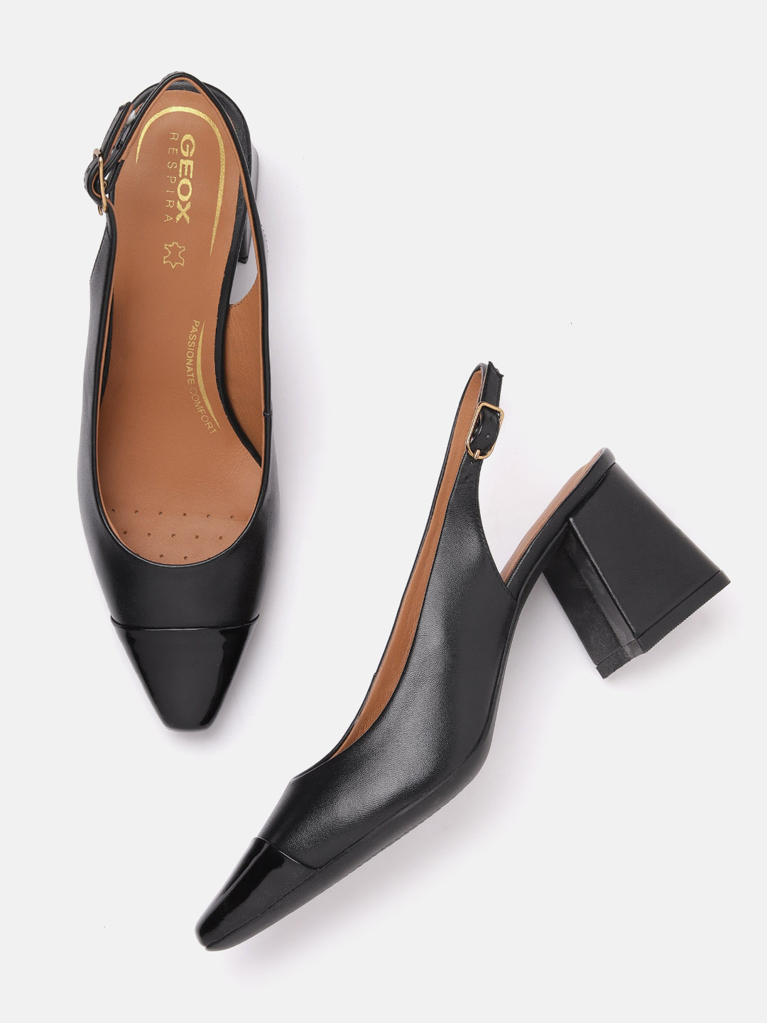 Buy Geox Solid Leather Block Pumps - Heels for Women 28605228 | Myntra