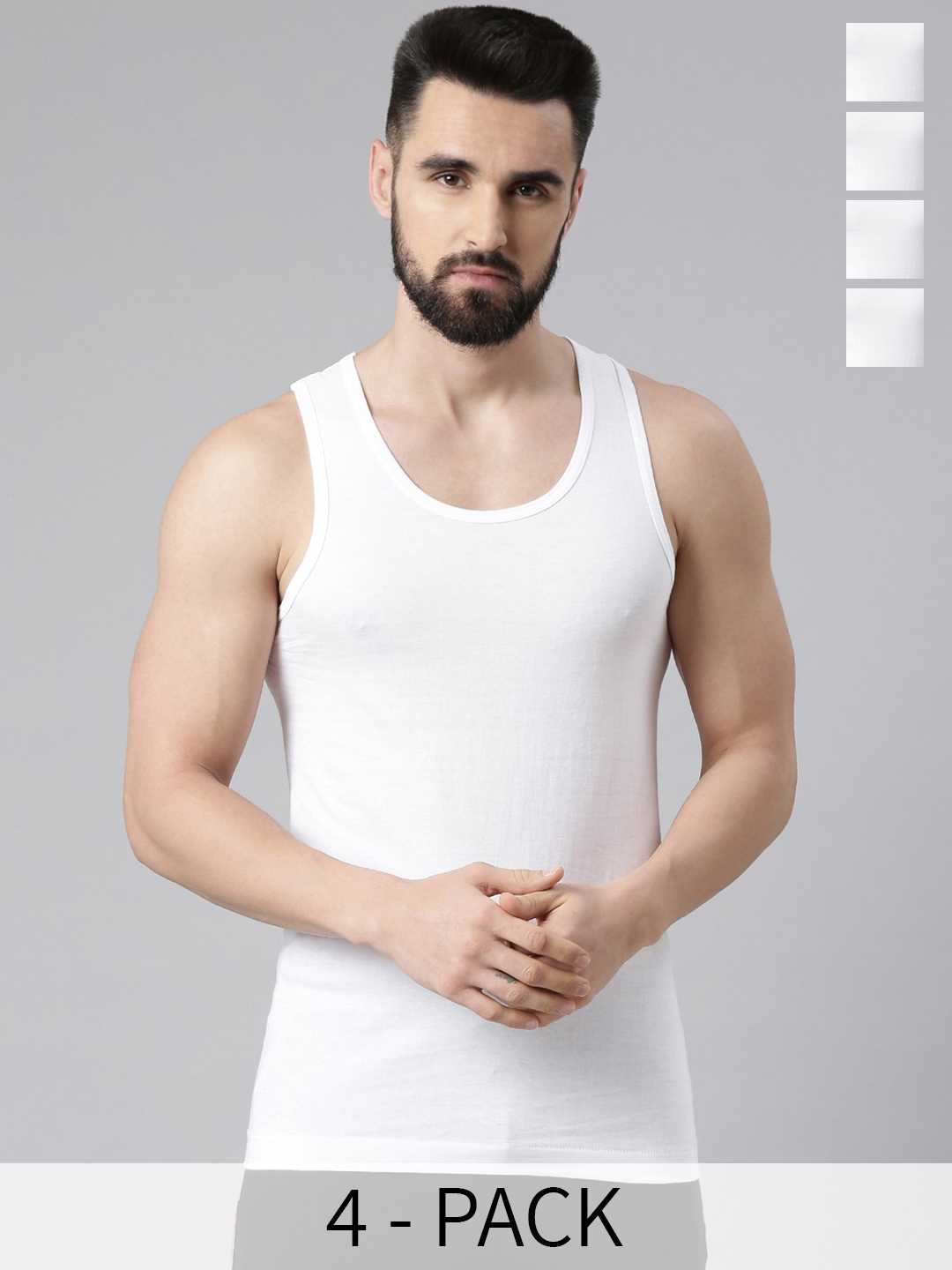 Buy Force Nxt Pack Of 4 Cotton Basic Vests Mnff 144 Wht Po4 Innerwear