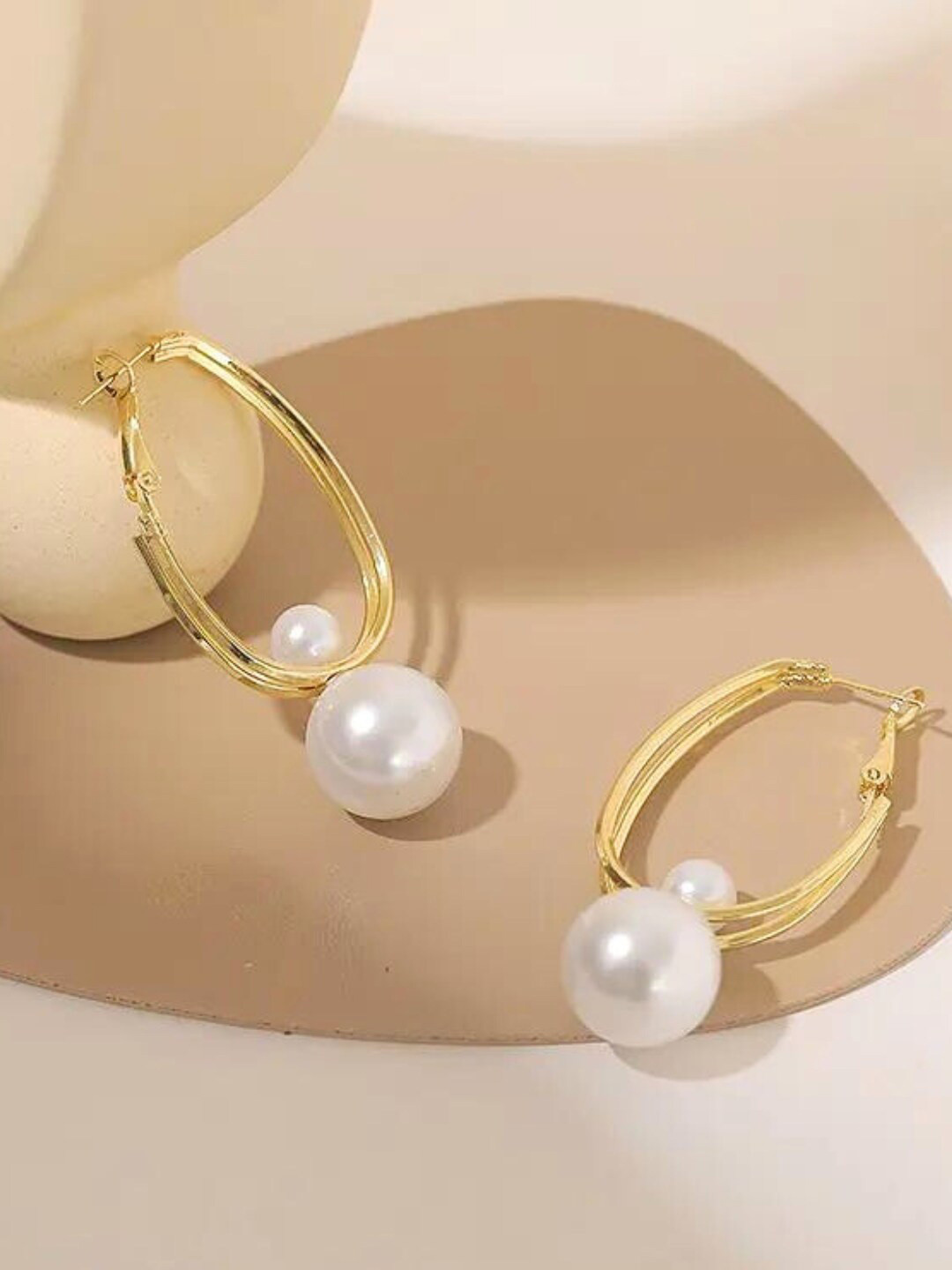Buy SALVE Stainless Steel Oval Pearl Drop Earrings - Earrings for Women ...