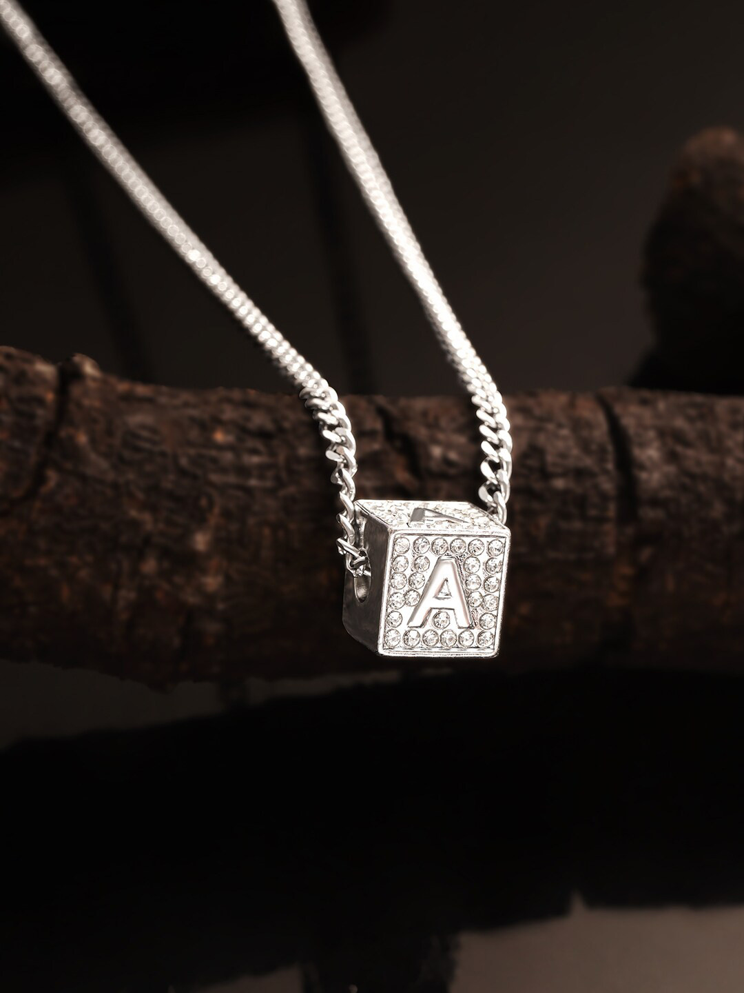 Buy Roadster Silver Toned Silver Plated Square Shaped Pendant With ...