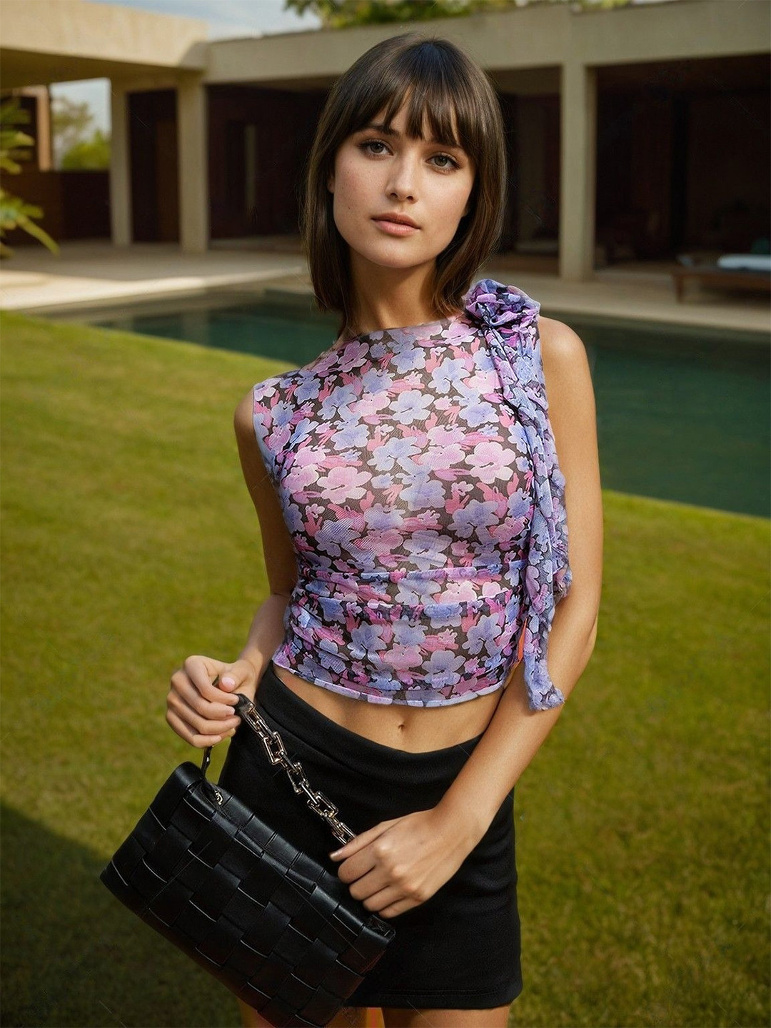 Buy Stylecast X Hersheinbox Corsage Detail Print Top - Tops for Women ...