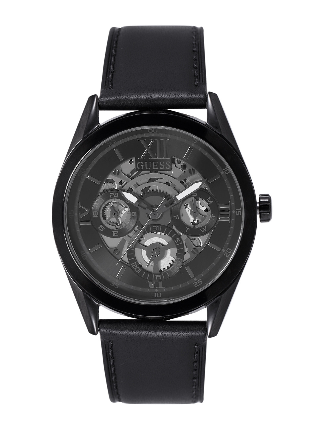 Buy GUESS Men Leather Straps Analogue Multi Function Watch GW0389G4 ...