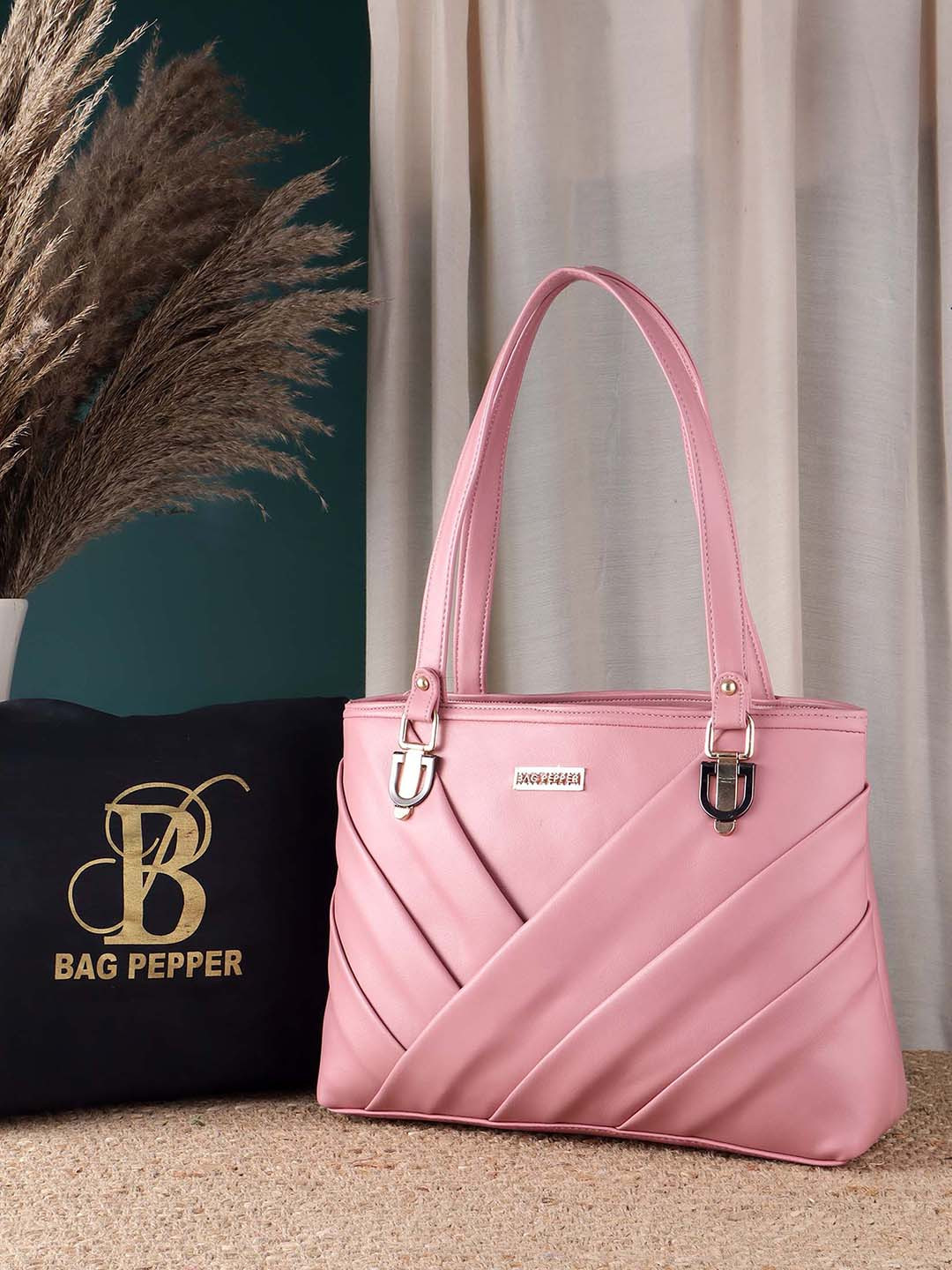 Buy Bag Pepper Textured Zip Detail PU Structured Handheld Bag ...