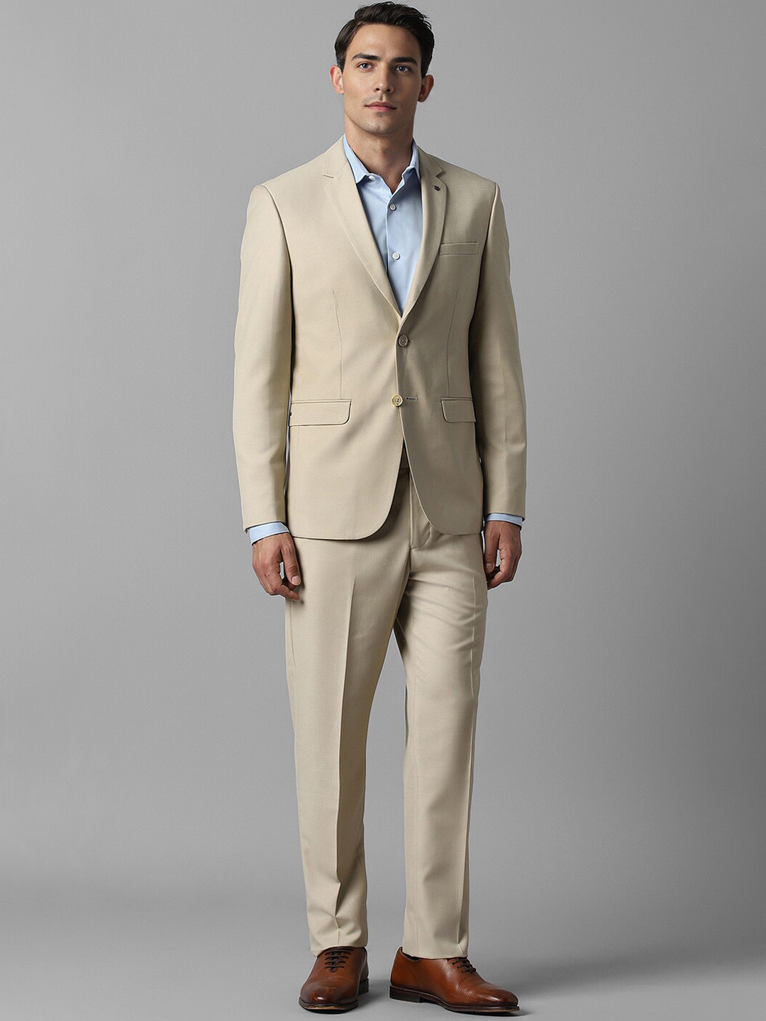 Buy Louis Philippe Self Design Slim Fit Single Breasted Two Piece ...