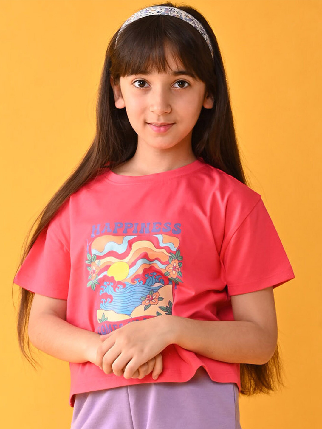 Buy Anthrilo Girls Graphic Printed Drop Shoulder Pure Cotton T Shirt ...