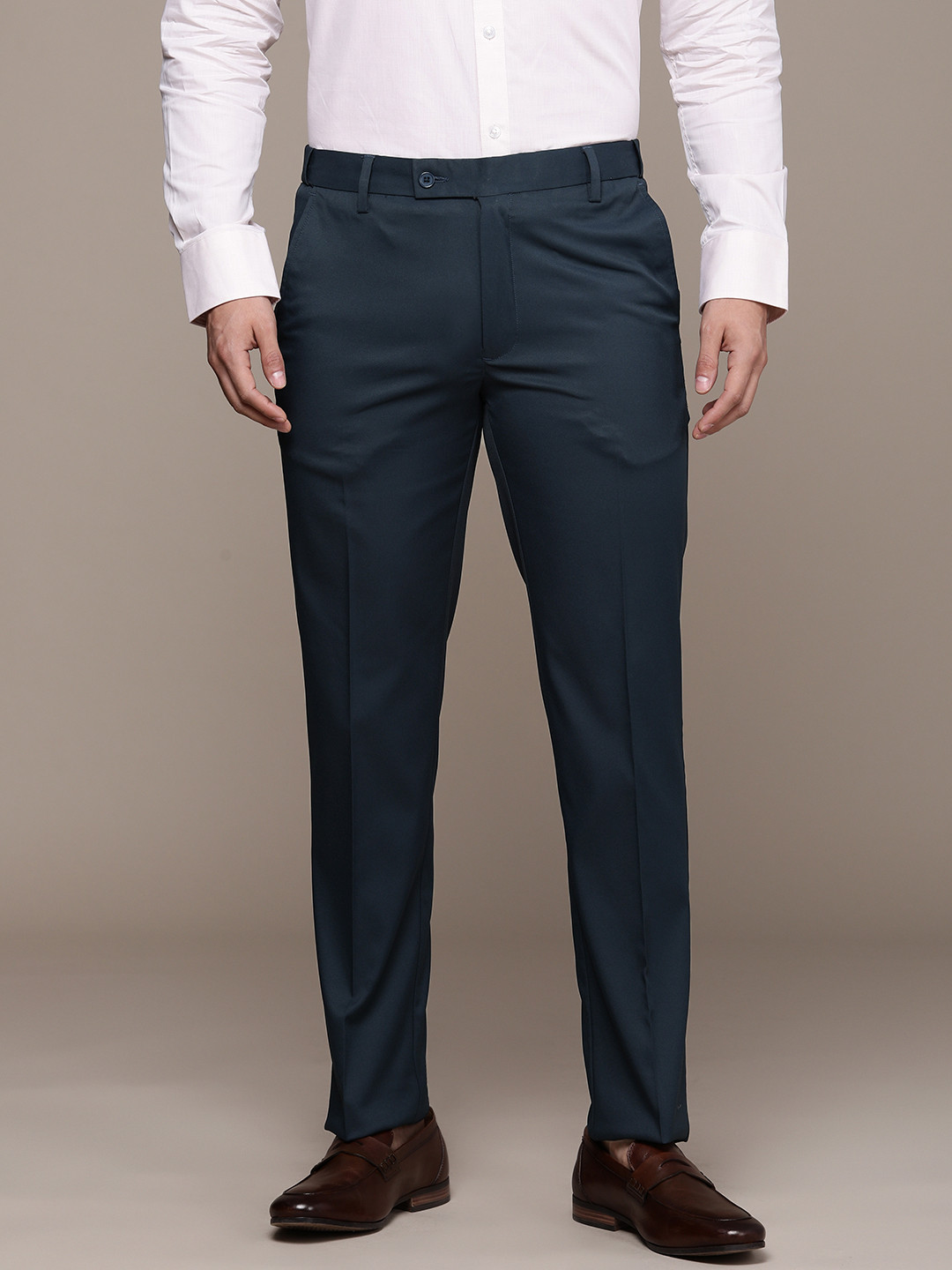 Buy French Connection Men Slim Fit Smart Casual Trousers - Trousers for ...