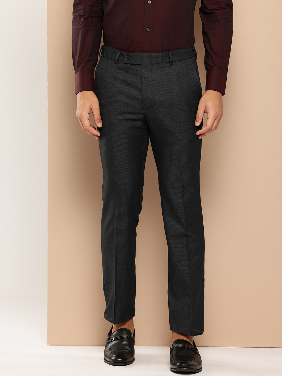 Buy INVICTUS Men Adjustable Waistband Formal Trousers - Trousers for ...