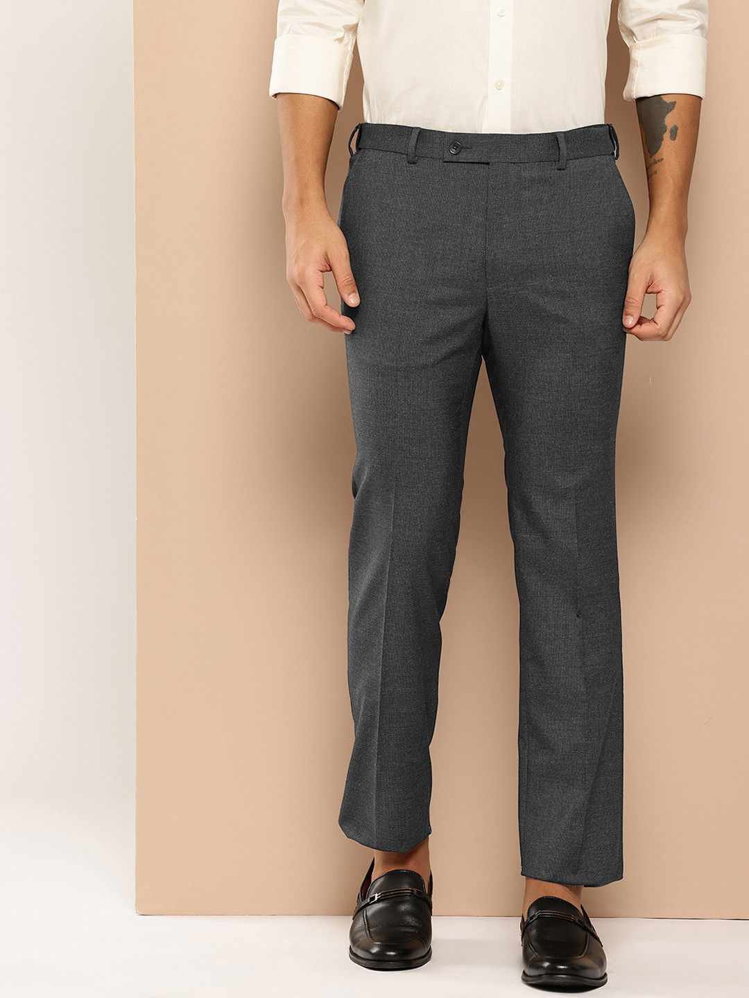 Buy INVICTUS Men Adjustable Waistband Formal Trousers - Trousers for ...
