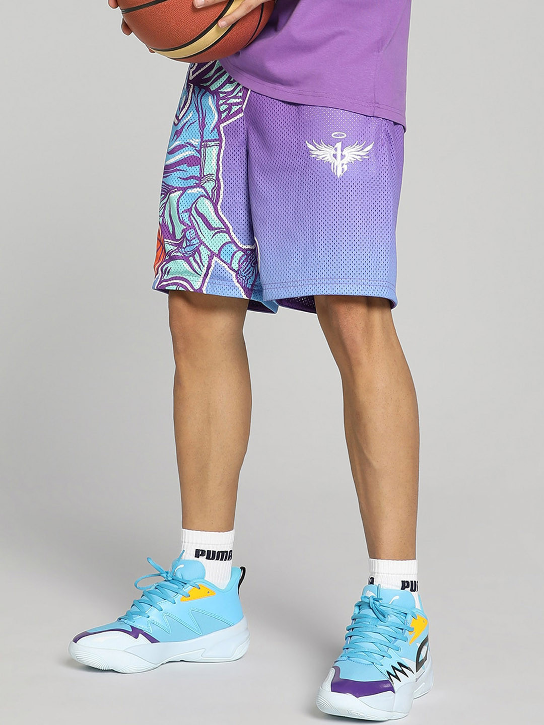 Buy Puma Men Melo Charlotte Graphic Printed Basketball Shorts - Shorts ...