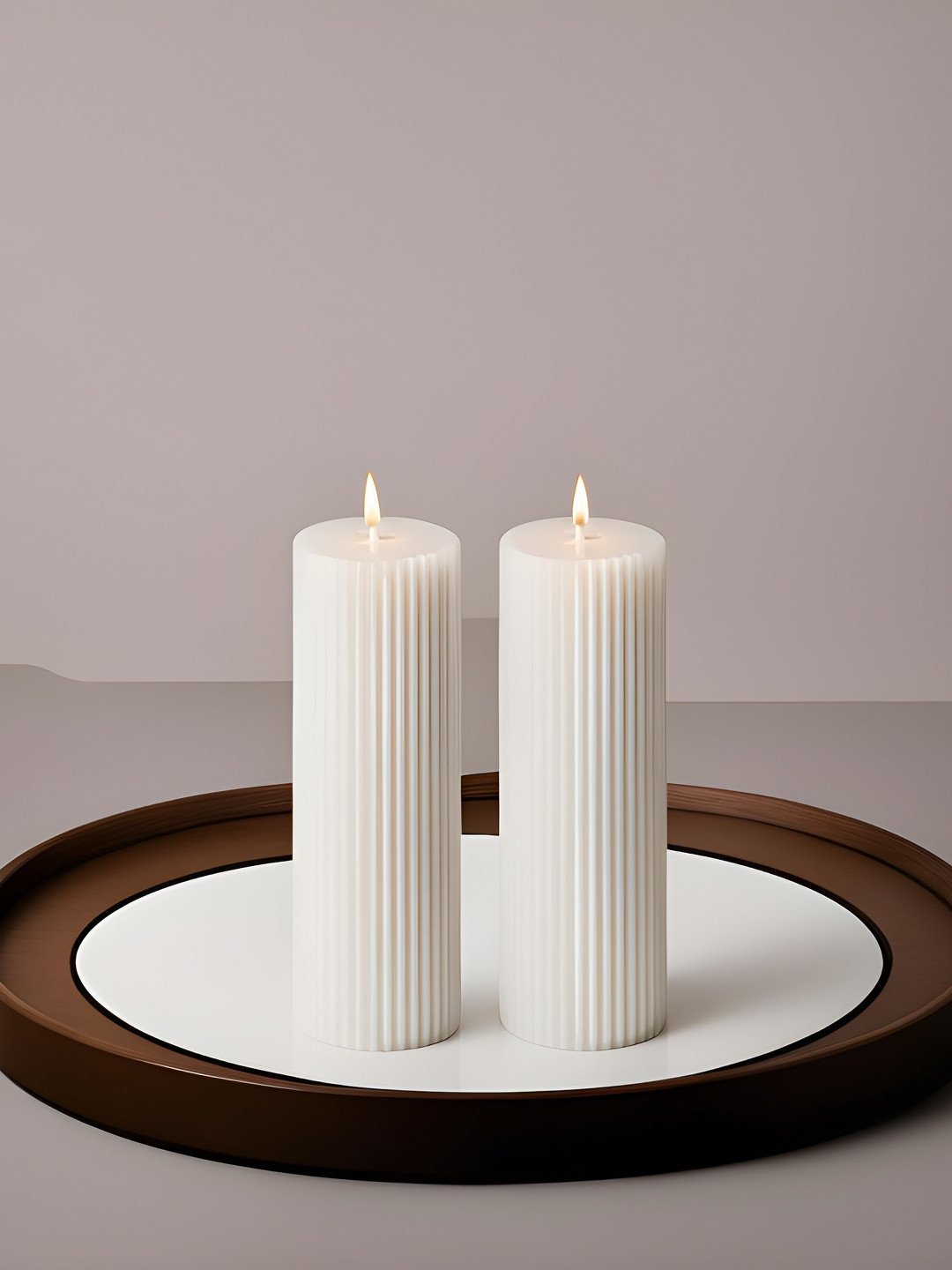 Buy Atorakushon White 2 Pieces Textured Scented Pillar Candles ...