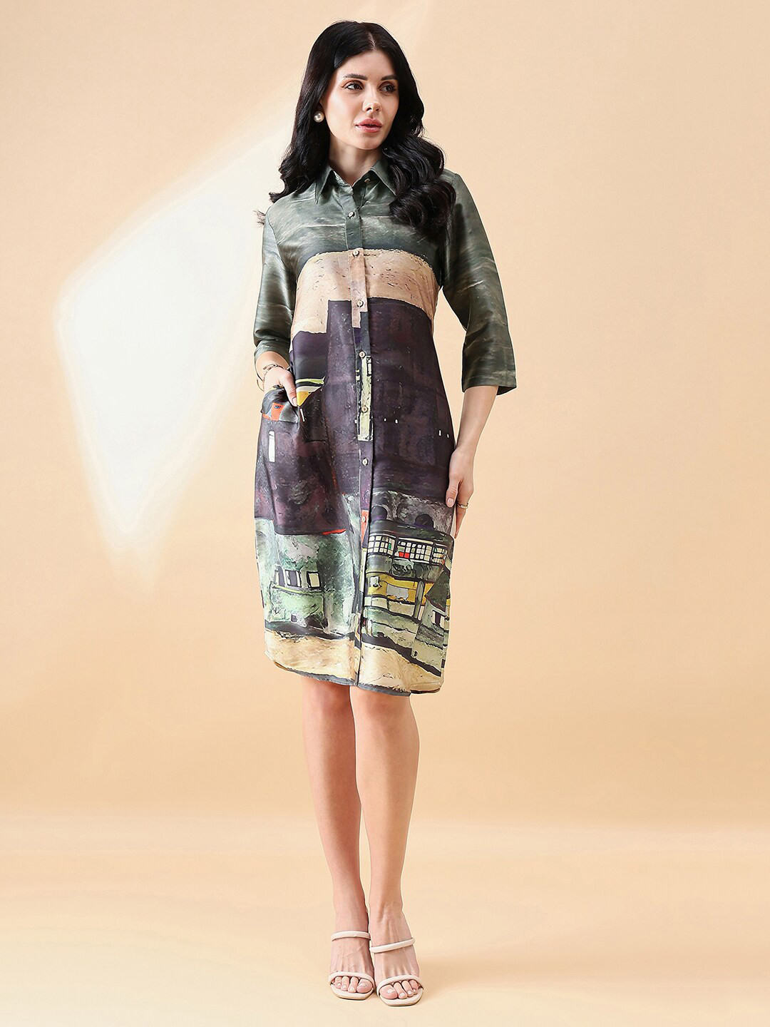 Buy PowerSutra Abstract Printed Shirt Style Dress - Dresses for Women ...