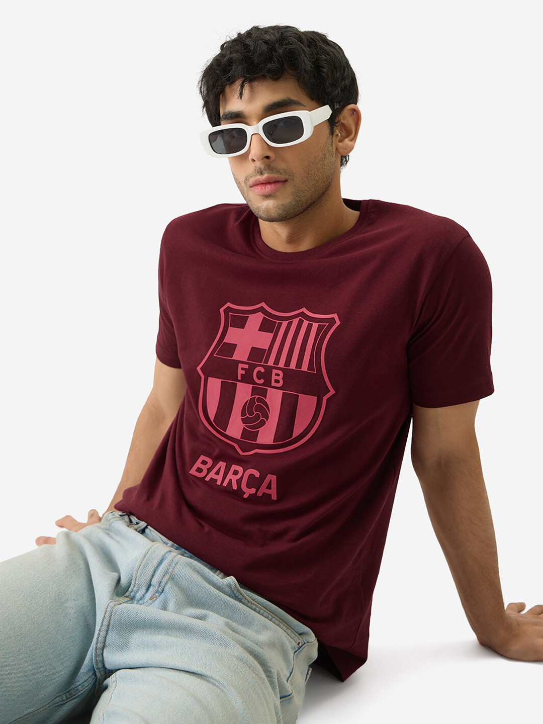 Buy The Souled Store Typography Barcelona Printed Cotton T Shirt ...