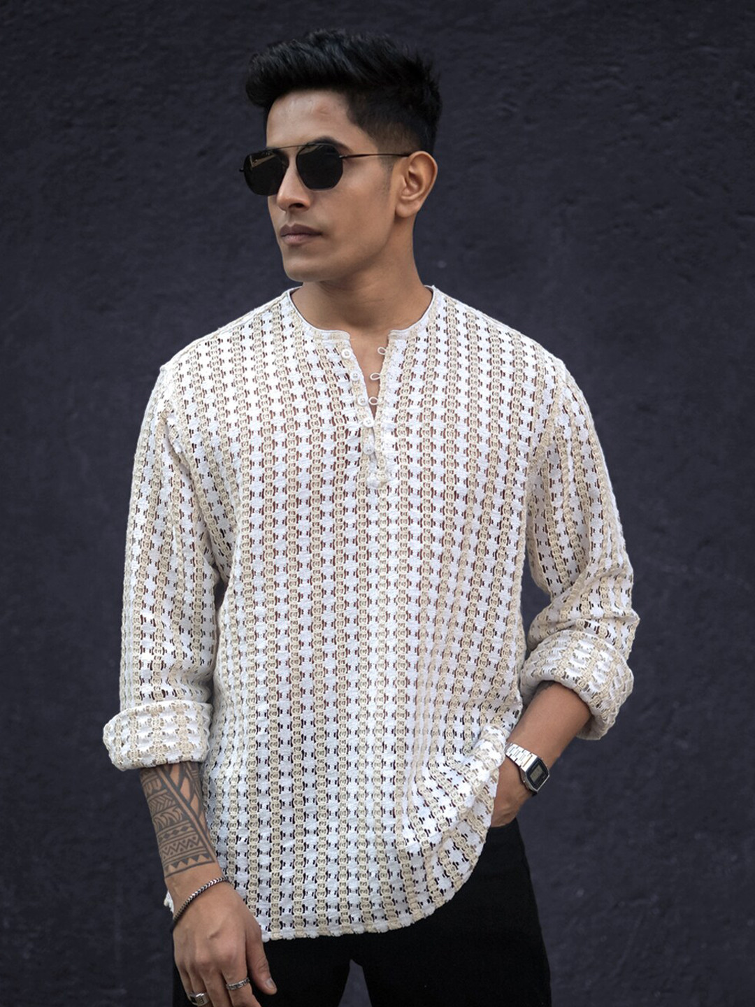 Buy Powerlook Semi Sheer Geometric Printed Cotton Casual Shirt - Shirts ...