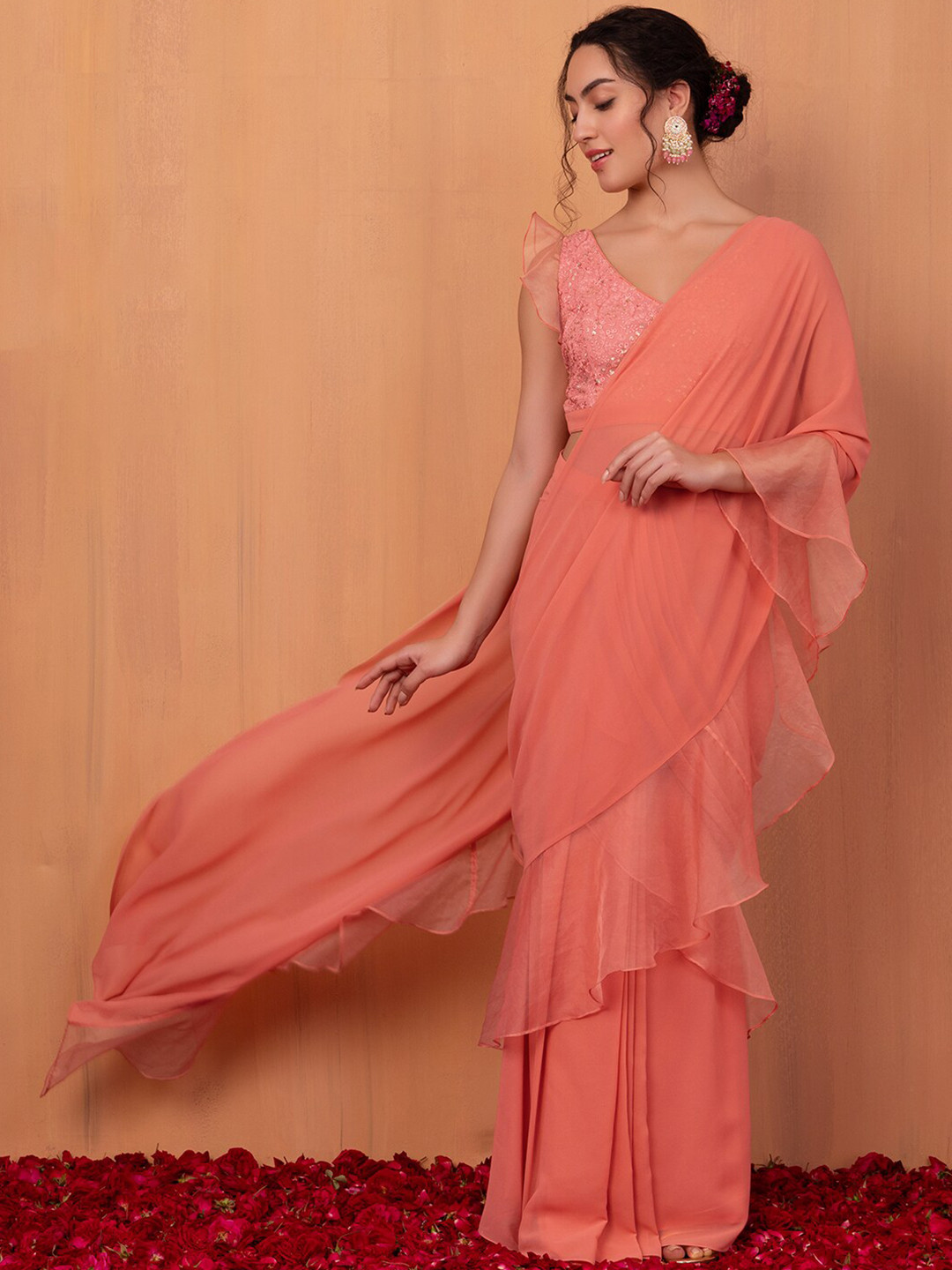 Buy INDYA Ruffled Ready To Wear Saree - Sarees for Women 28691376 | Myntra