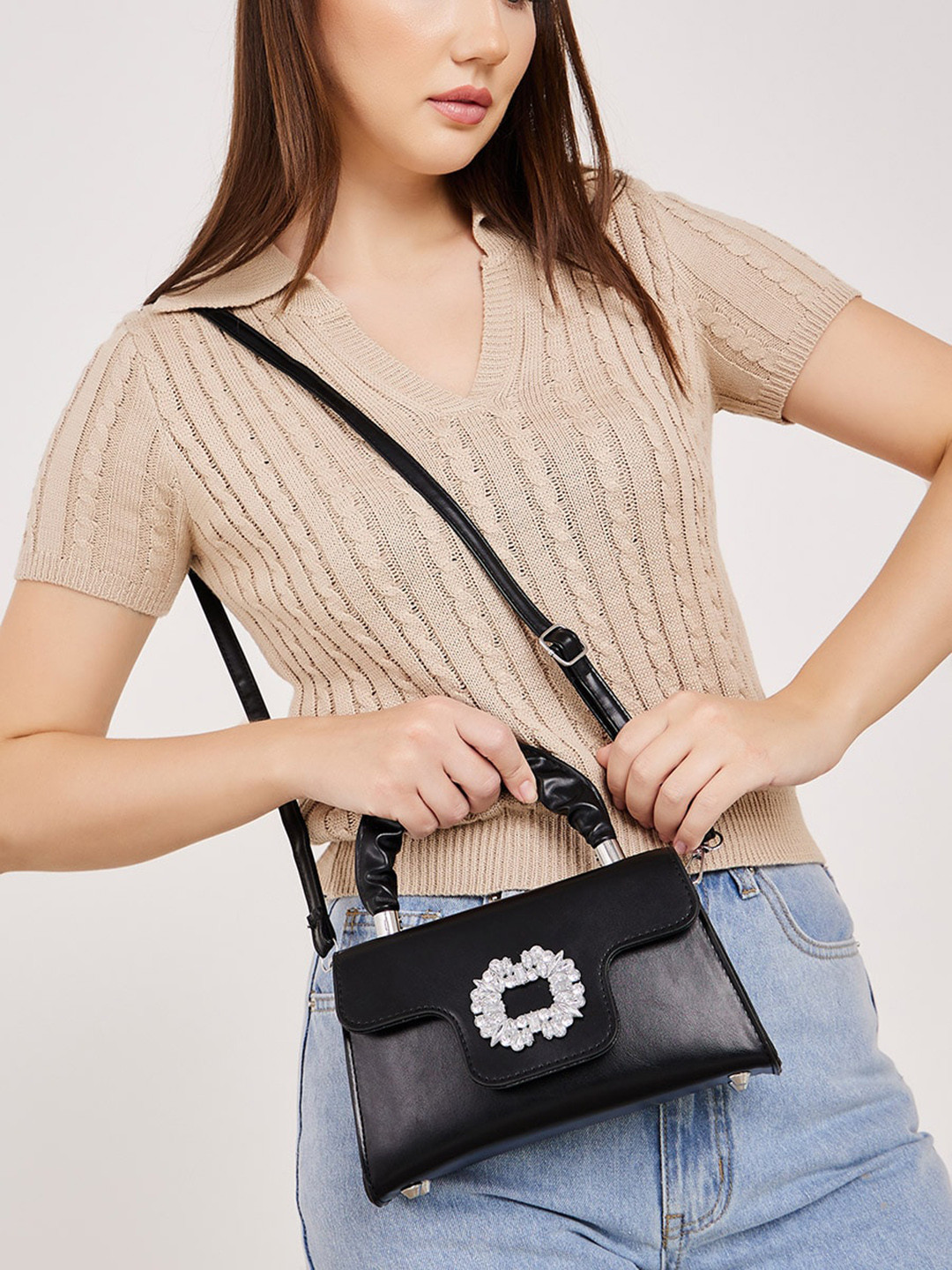 Buy Styli Women's Black Embellished Bag - Handbags for Women 28718798 ...
