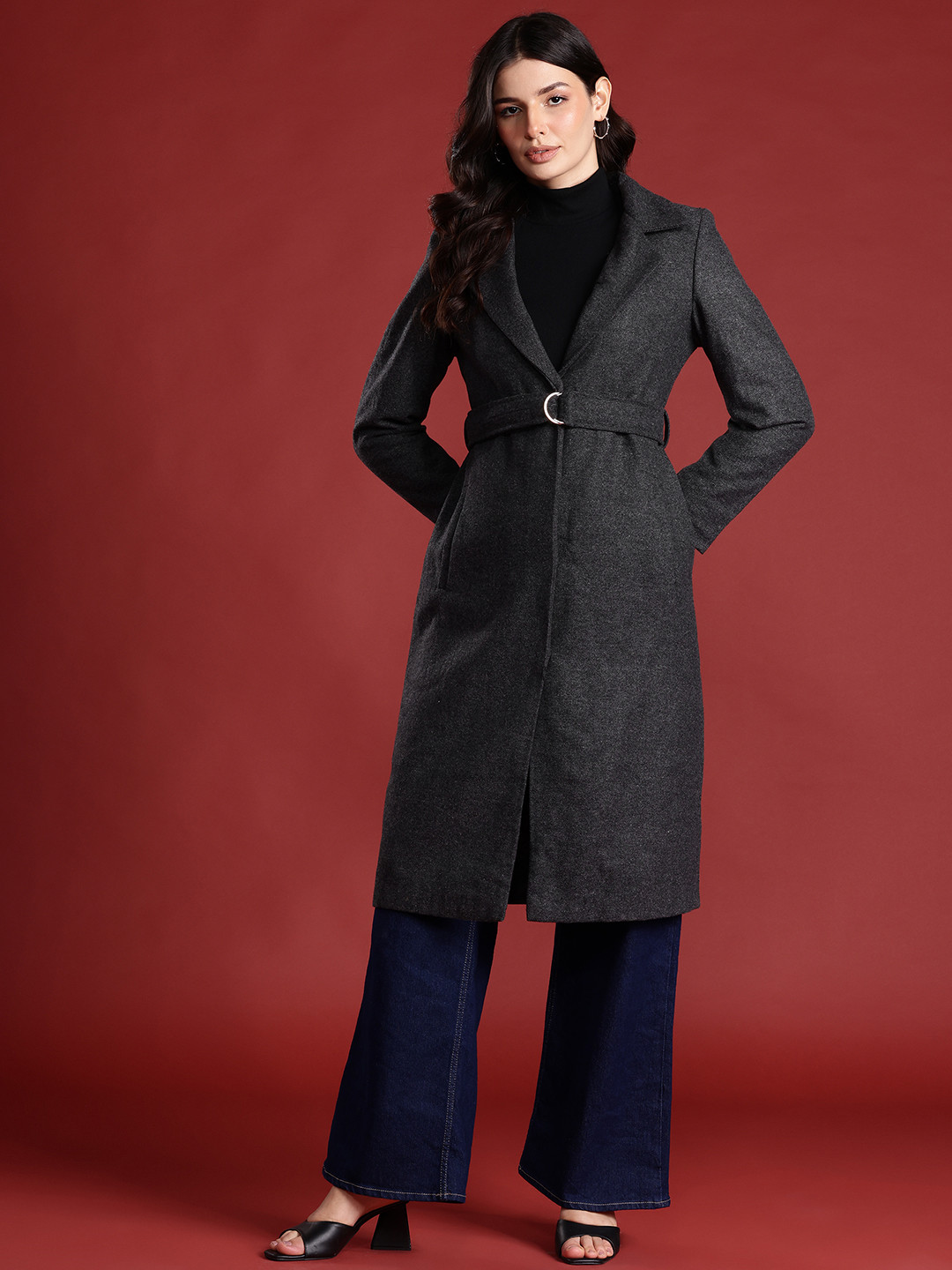 Buy All About You Single Breasted Longline Overcoat With Belt - Coats for Women 28719470 | Myntra