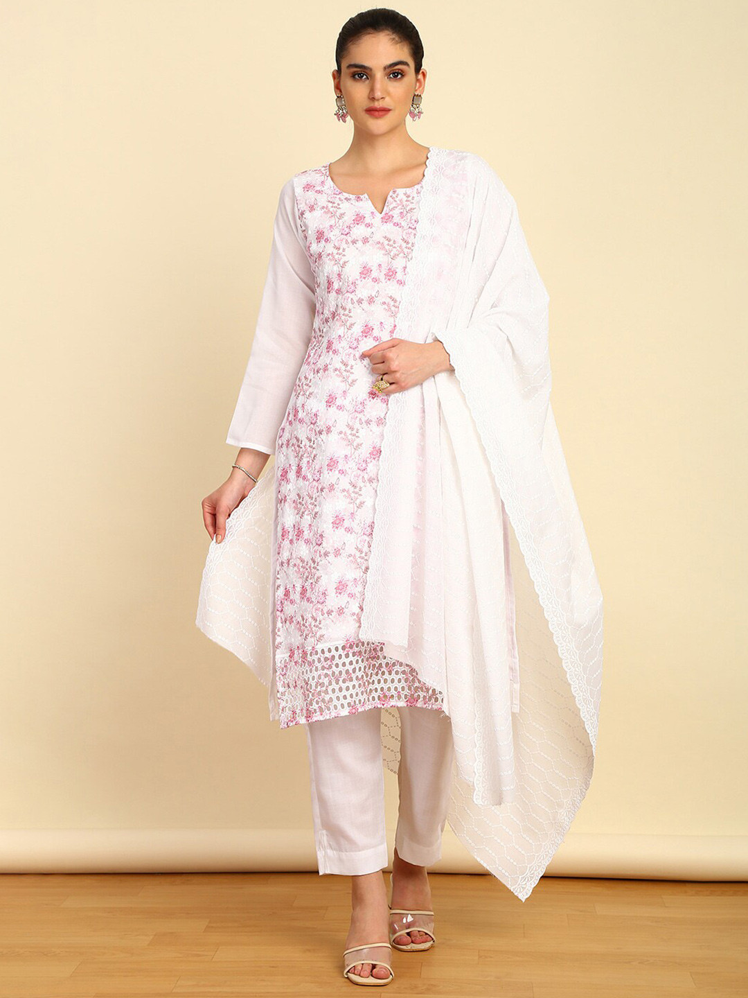 Buy Soch Floral Printed Pure Cotton Unstitched Dress Material - Dress ...