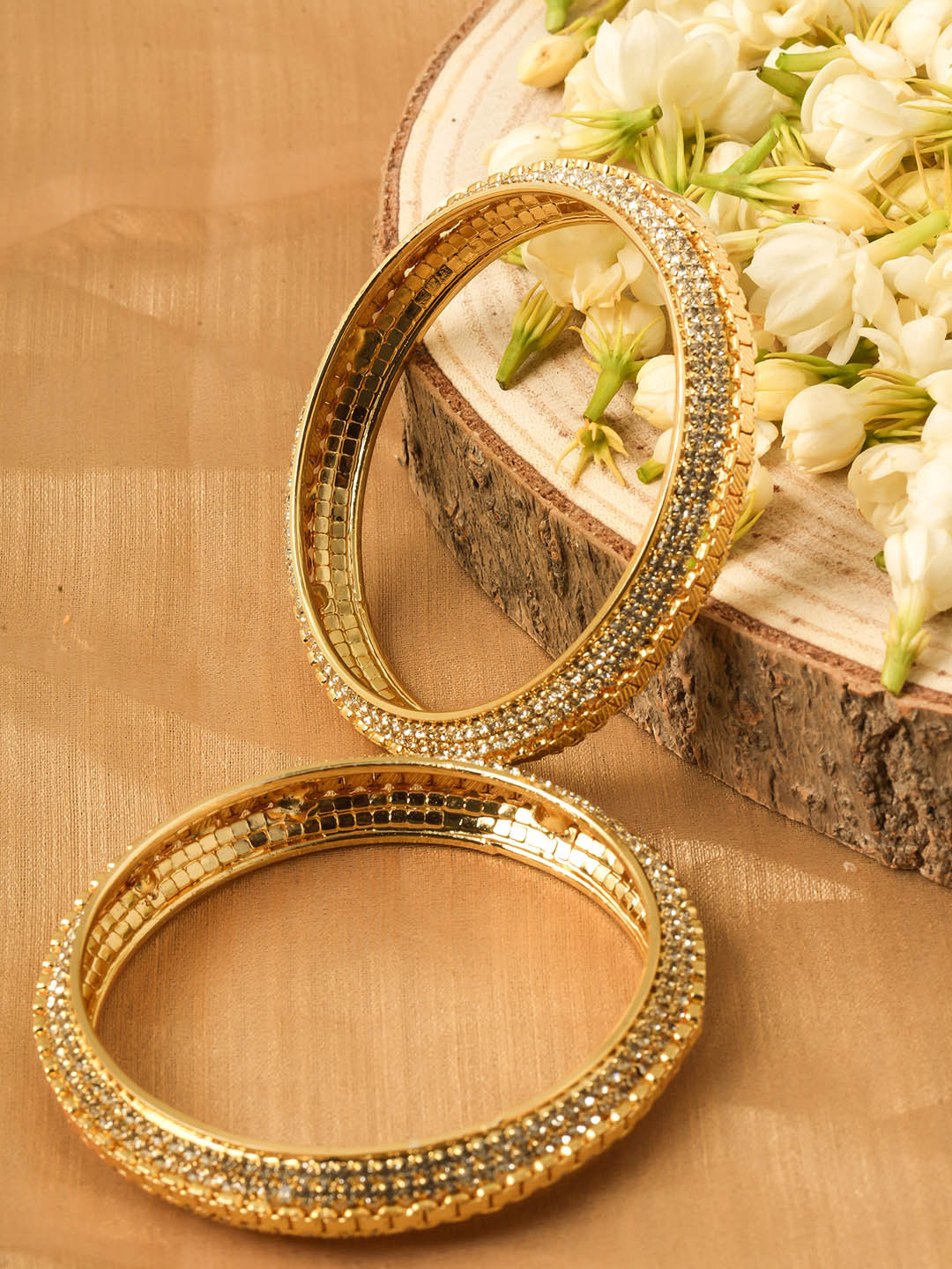 Buy Mirraw Set Of 2 Gold Plated American Diamond Studded Bangles - Bangle for Women 28724082 ...