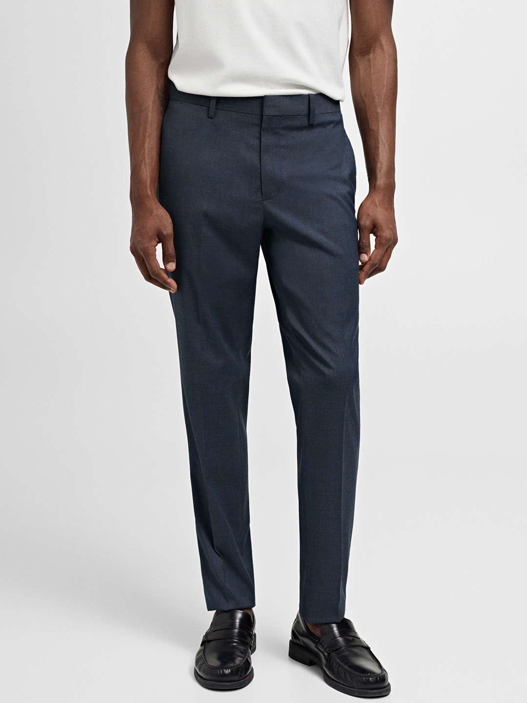 Buy MANGO MAN Slim Fit Checked Smart Casual Trousers - Trousers for Men ...