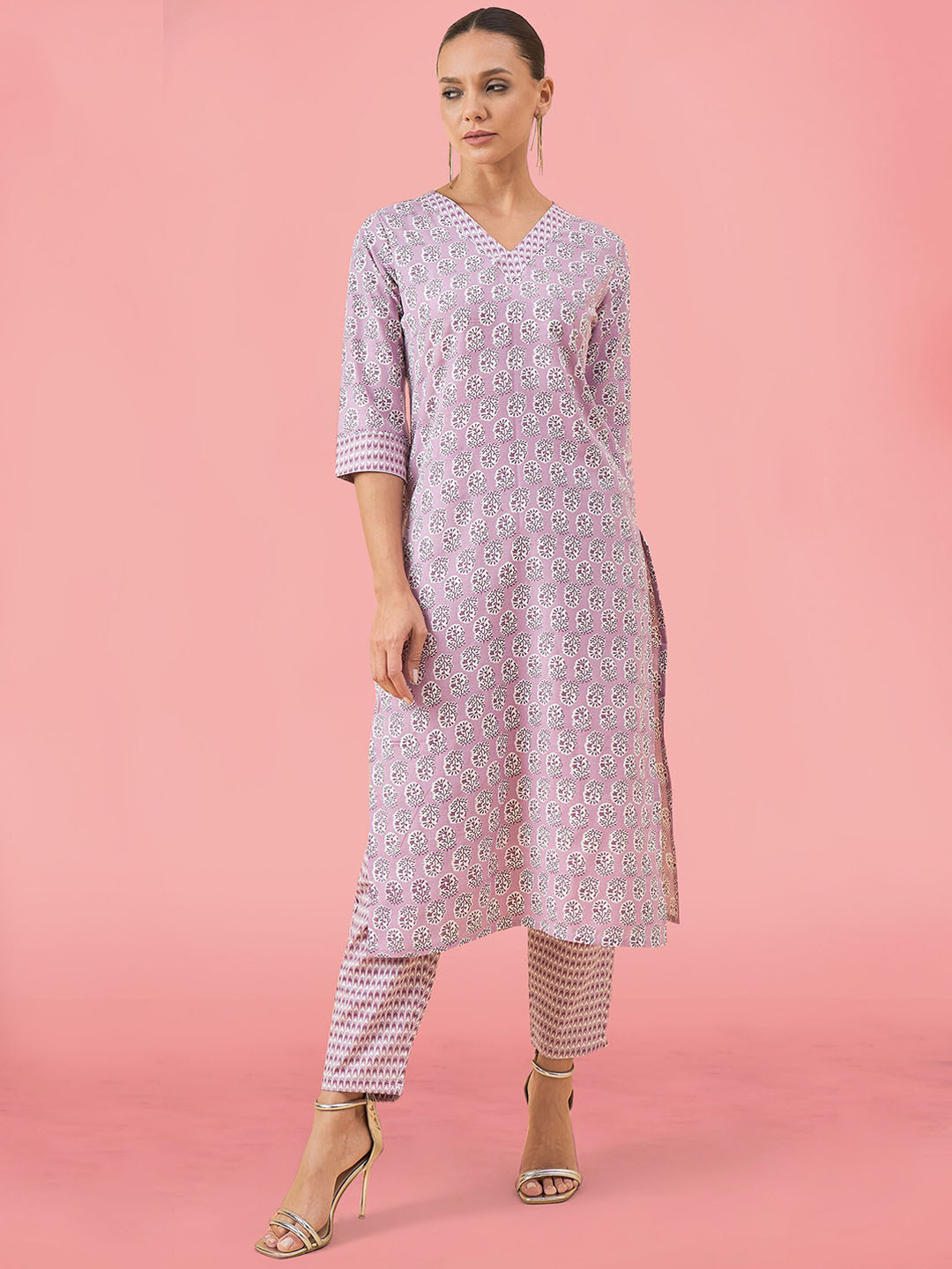 Buy MAHALASA Women Paisley Printed Regular Kurti With Pyjamas - Kurta ...