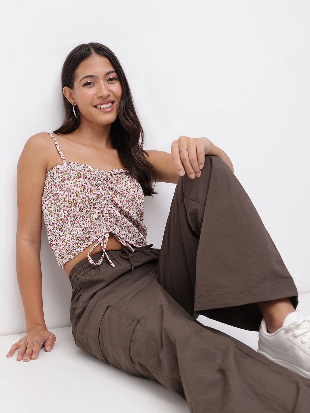 Buy DressBerry Florals Smocked Crop Top - Tops for Women 28745400 | Myntra