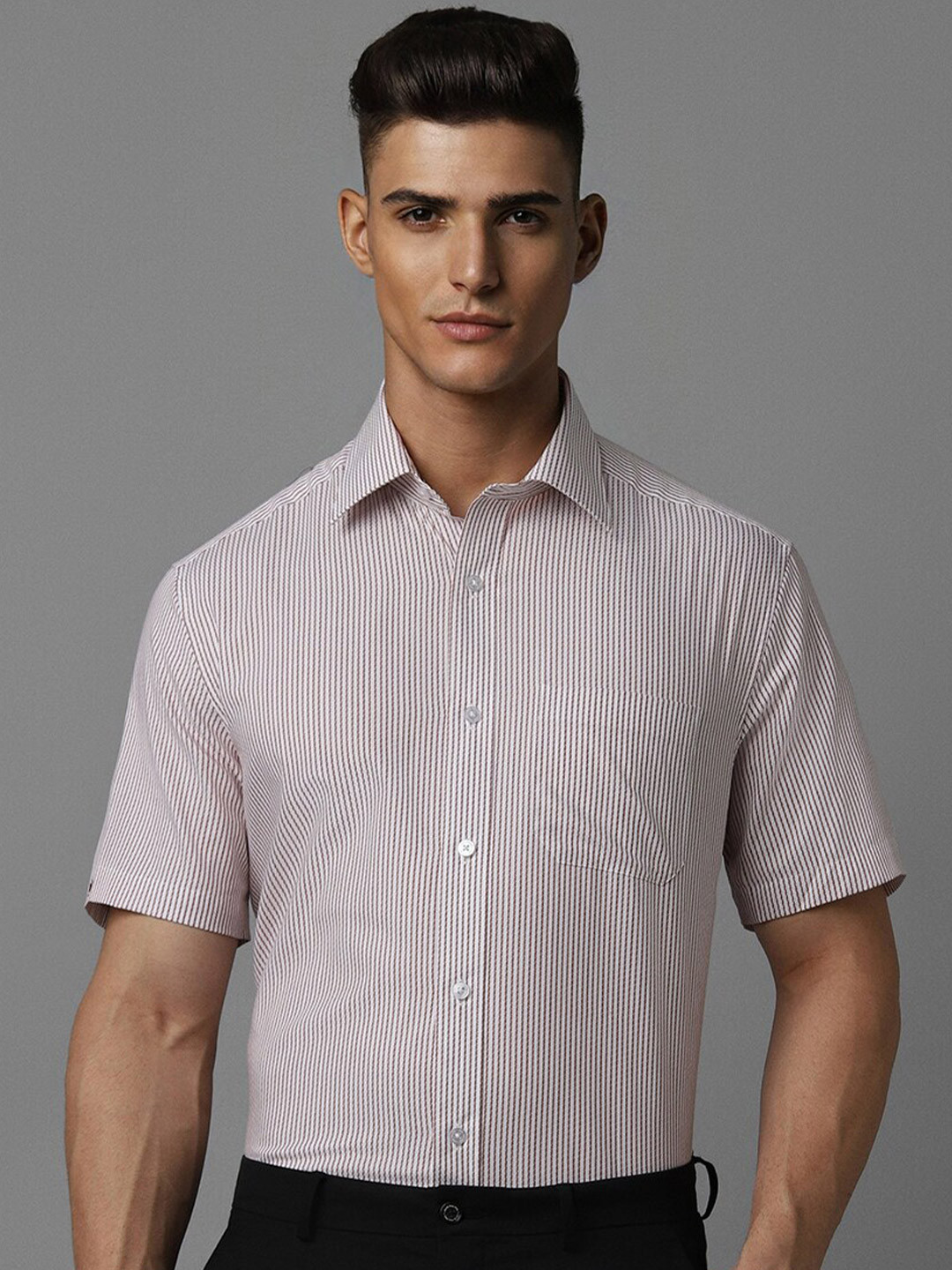 Buy Louis Philippe Classic Fit Pinstripes Pure Cotton Formal Shirt ...