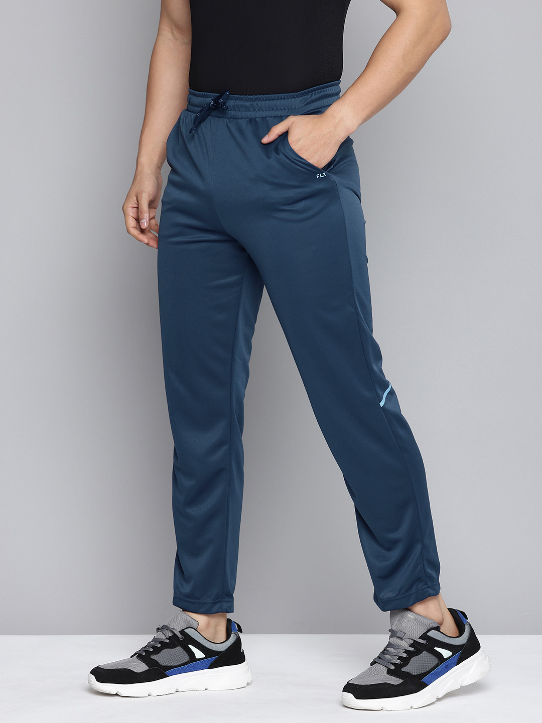 Buy FLX By Decathlon Men Blue Straight Fit Quick Dry Cricket Track ...