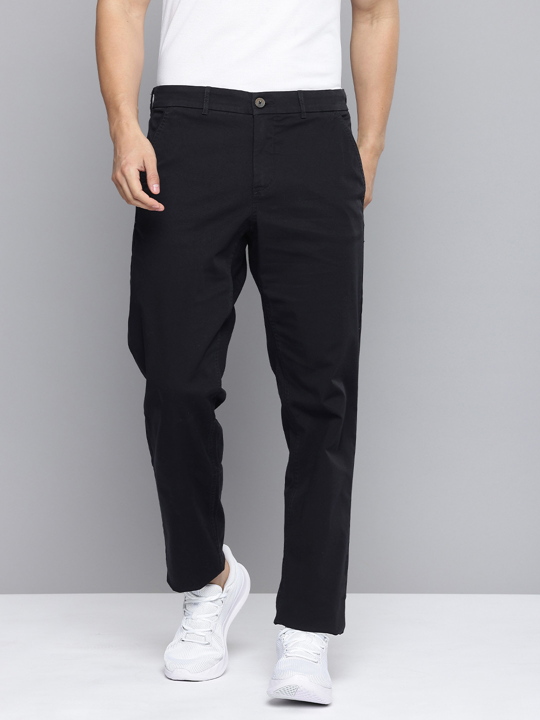 Buy Inesis By Decathlon Men Black Cotton Chino Trousers - Trousers for ...