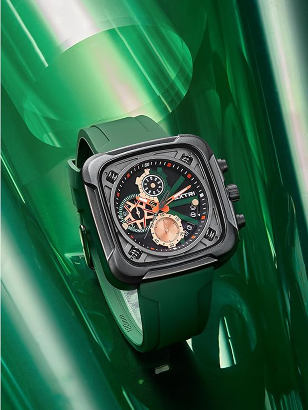 Buy EXTRI Men Textured Dial & Silicon Straps Analogue Chronograph Watch X6057 H - Watches for ...