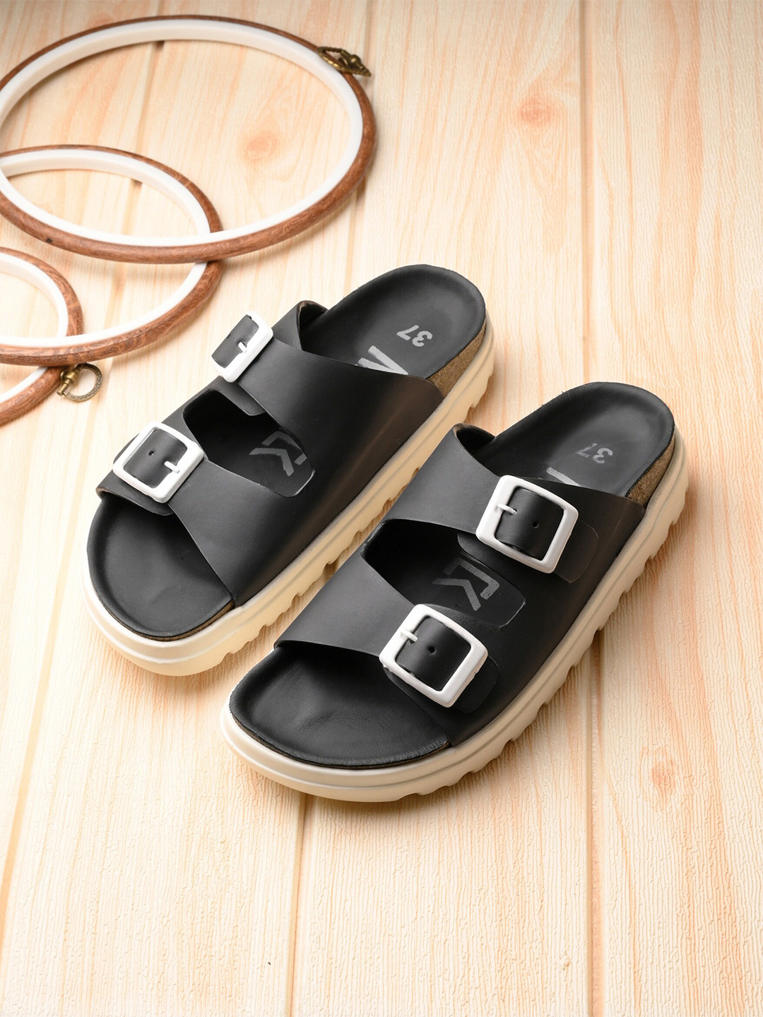 Buy AfroJack Women Buckle Detailed Leather Comfort Sandals - Sandals ...