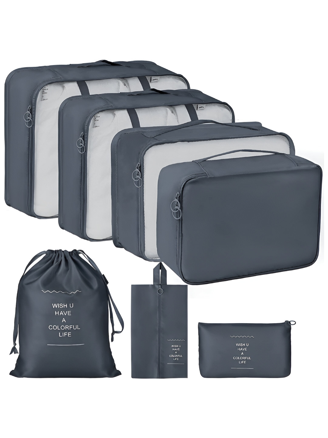 Buy Aura Grey 6 Pieces Water Resistant Travelling Pouch Set - Travel ...