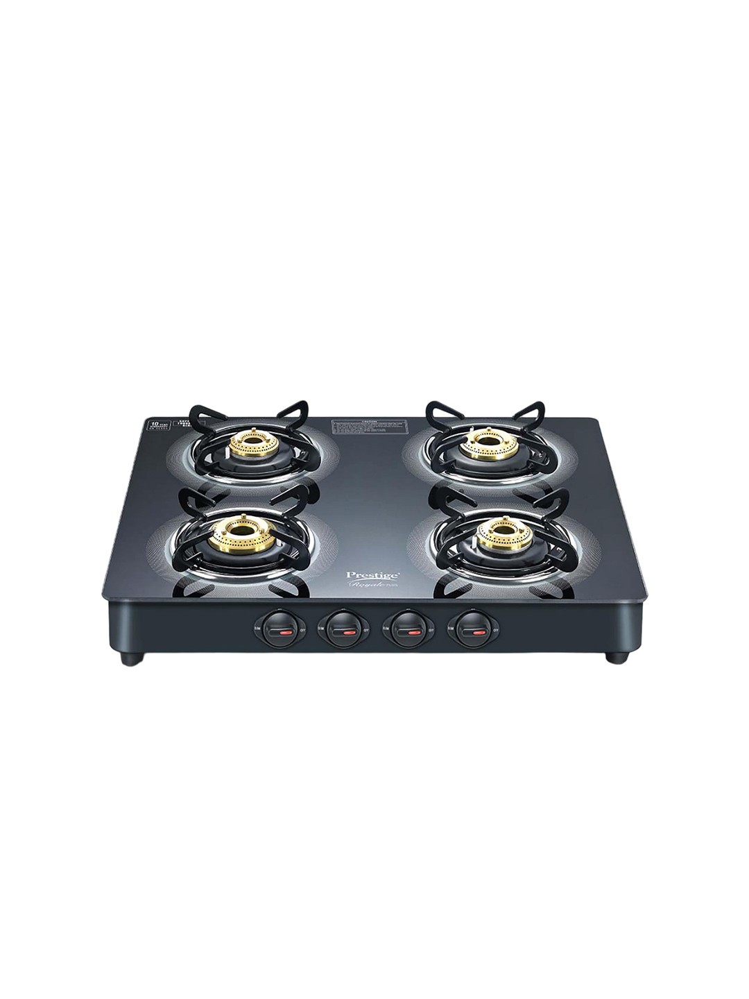 Buy Prestige Black Royale Gt04 Toughened Glass Top Manual 4 Burners Gas ...