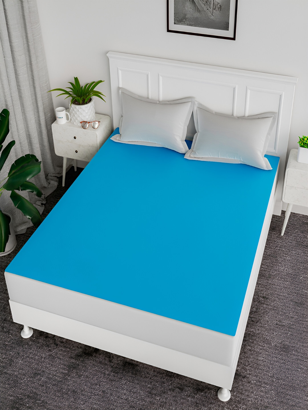 Buy Kuber Industries Blue Water Resistant Double Bed Mattress Protector ...