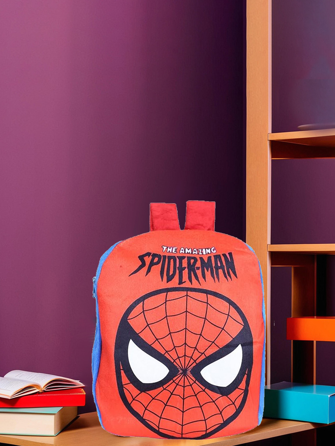Buy Kuber Industries Kids Velvet Marvel Amazing Spider Man Backpack For ...