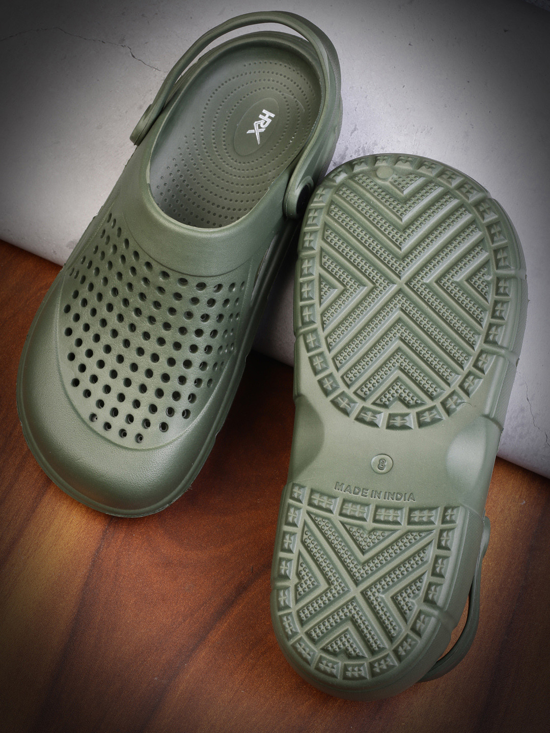 Buy HRX By Hrithik Roshan Men Olive Green Self Design Rubber Clogs ...