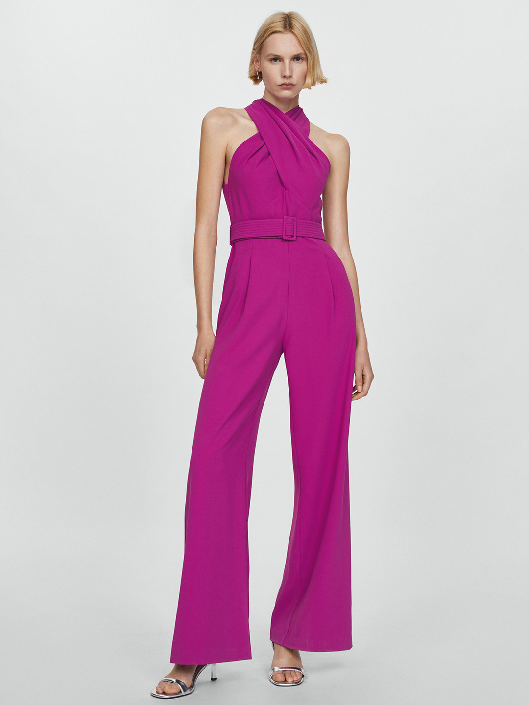 Buy MANGO Belted Crossover Collar Jumpsuit - Jumpsuit for Women ...