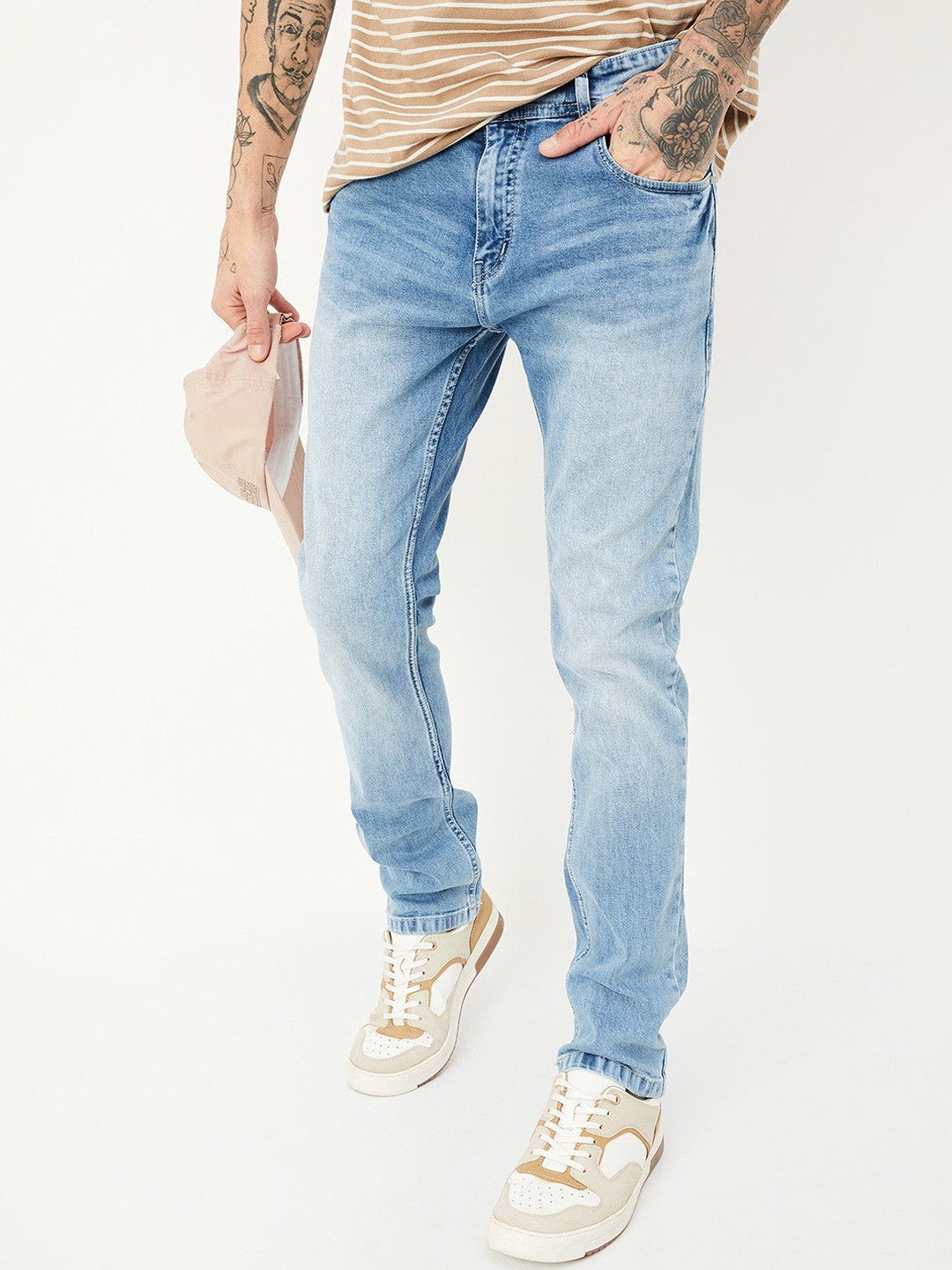 Buy Max Men Mid Rise Low Distress Heavy Fade Jeans - Jeans for Men ...