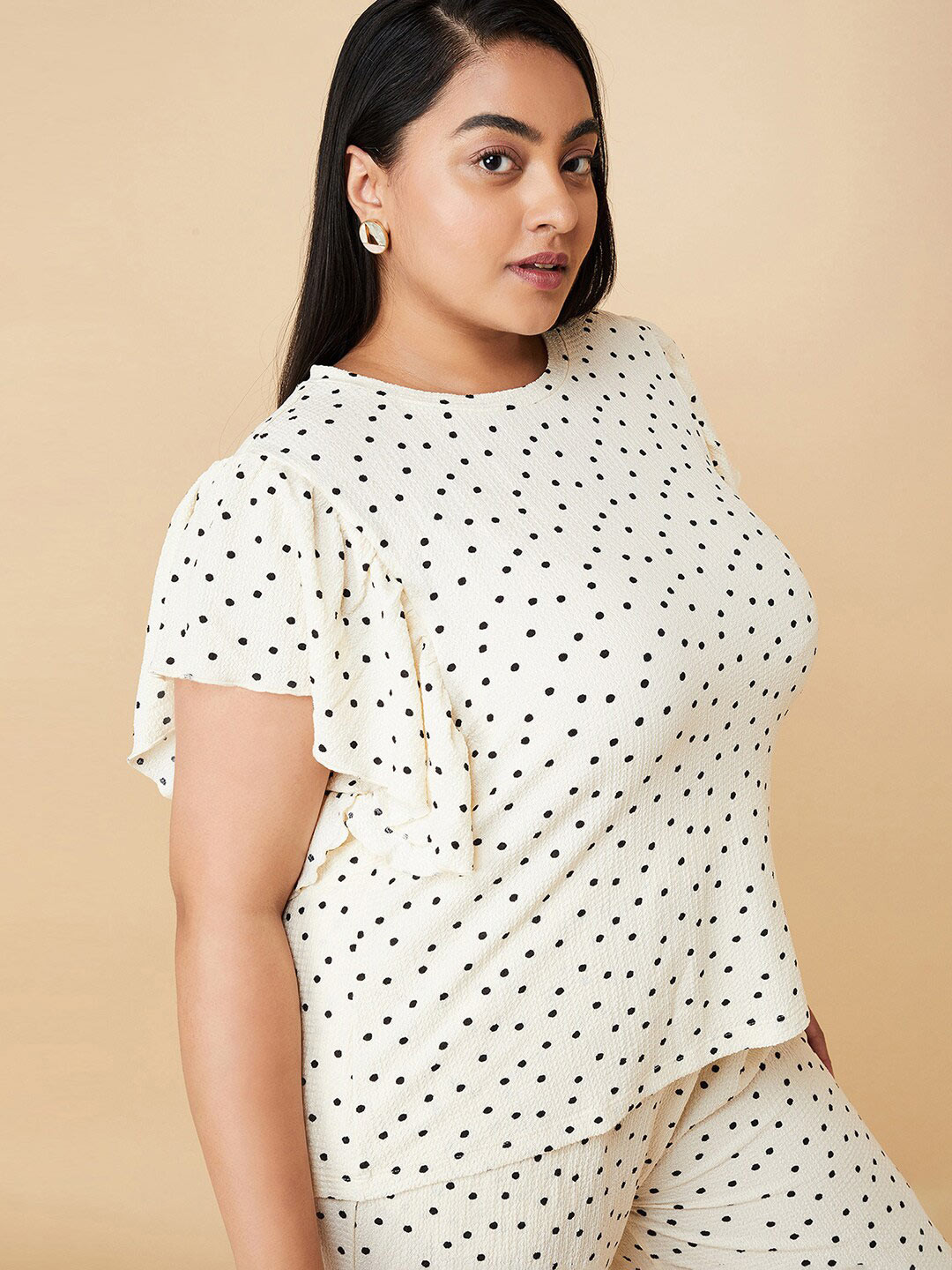 Buy Max Plus Size Polka Dots Printed Flared Sleeve Cotton Top - Tops ...