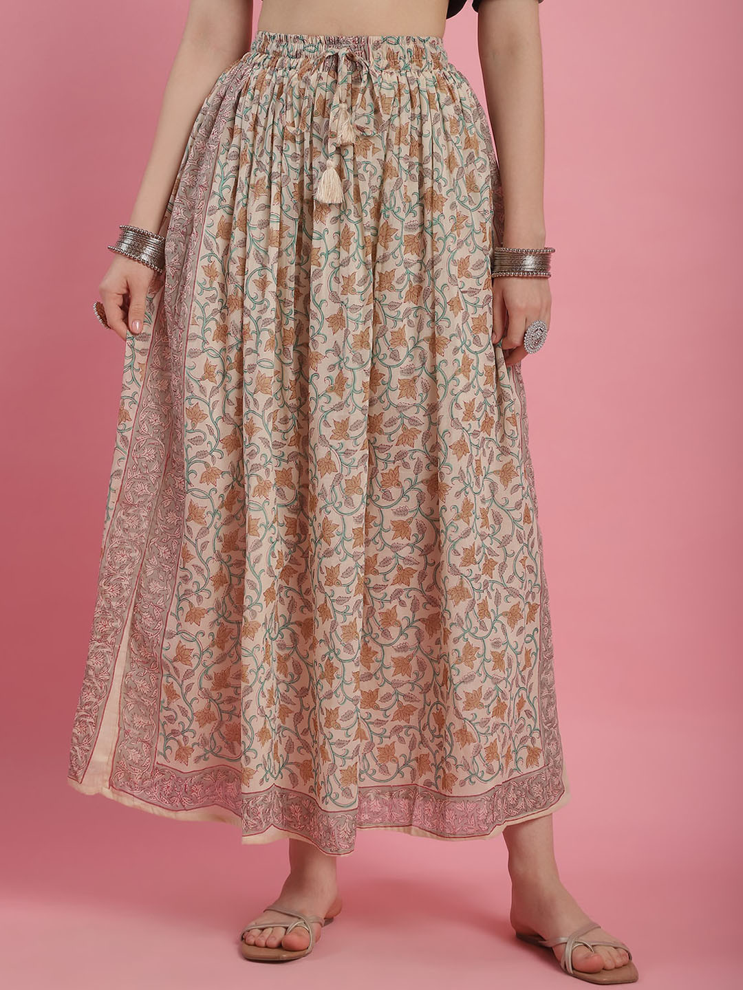 Buy Prakrti Printed Cotton Flared Maxi Skirt - Skirts for Women ...