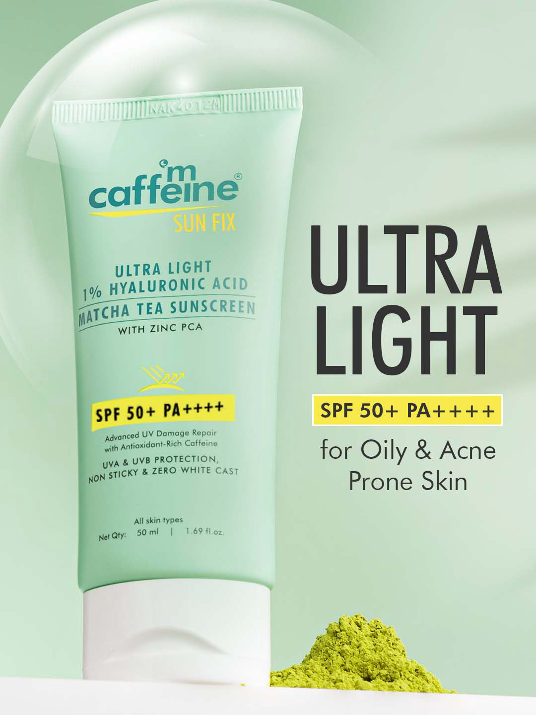 Buy MCaffeine Ultra Light SPF50+ PA++++ Matcha Tea Sunscreen With ...