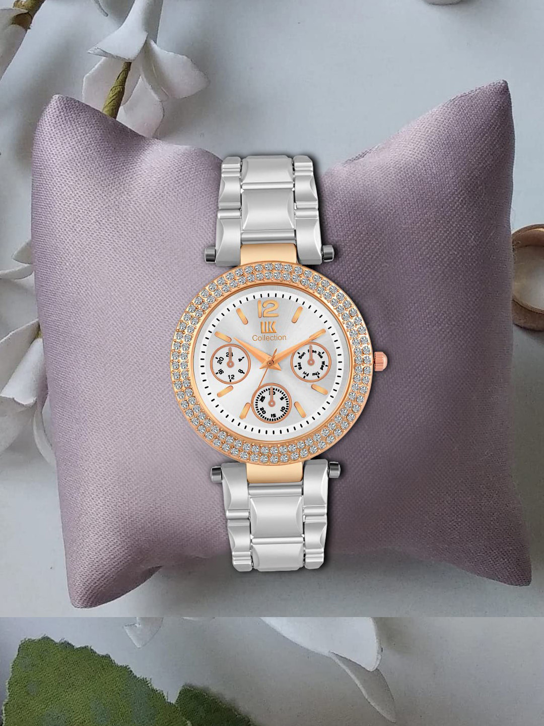 Buy IIK COLLECTION Women Round Dial Stainless Steel Bracelet Chain ...