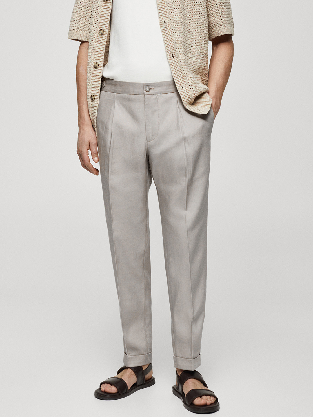 Buy MANGO MAN Straight Fit Pleated Trousers - Trousers for Men 28844372 ...