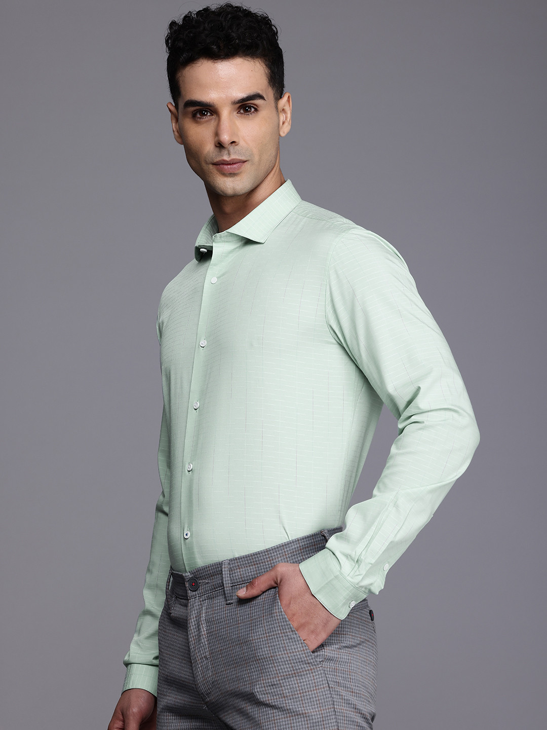 Buy Louis Philippe Ath.Work Super Slim Fit Opaque Checked Semiformal ...