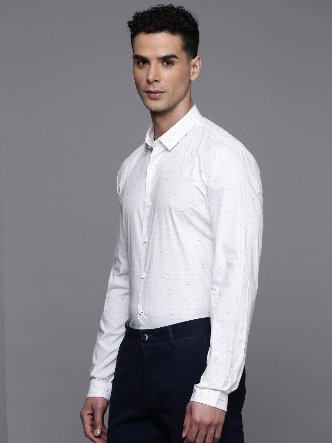 Buy Louis Philippe Ath.Work Men Super Slim Fit Printed Formal Shirt ...