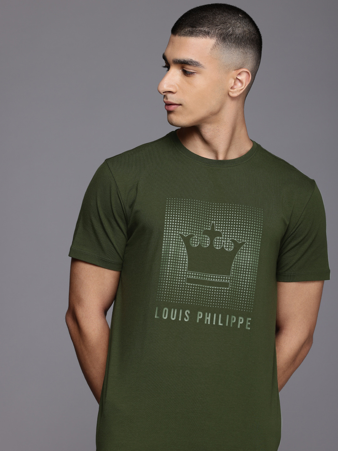 Buy Louis Philippe Ath.Work Brand Logo Printed Slim Fit T Shirt ...