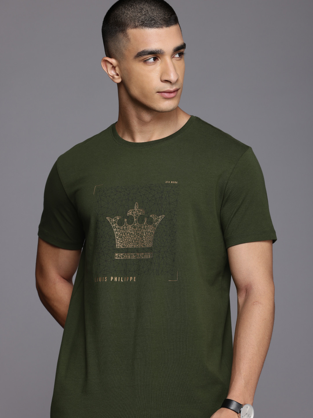 Buy Louis Philippe Ath.Work Brand Logo Printed Slim Fit T Shirt ...